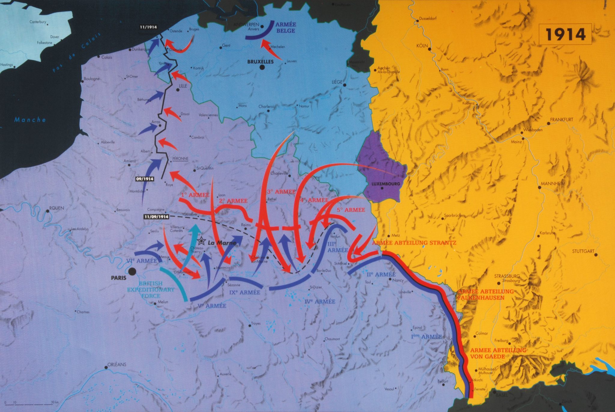 De frontlinies in kaart - Historial de la Grande Guerre