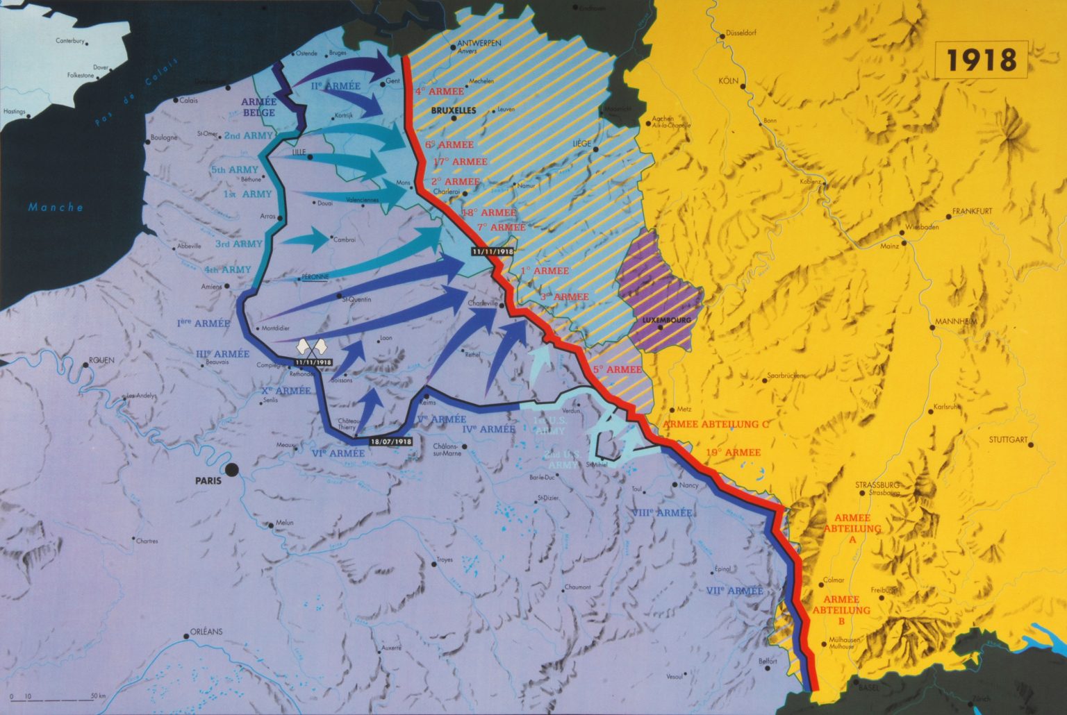 De frontlinies in kaart - Historial de la Grande Guerre